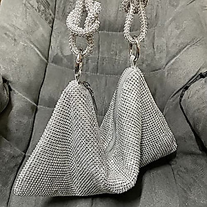 AIJUN Women's Rhinestone Purse Evening Bags Sparkly Glitter Hobo Handbag Triangle Clutch Purses for Women Evening Party Prom Cocktail