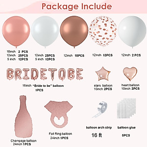 Janinus Bride To Be Balloons Garland Rose Gold Bachelorette Party Decorations Kit Bridal Shower Balloons Arch Kit With Champagne Bottle Balloon And Ring Balloon For Bridal Rose Gold Party Decorations