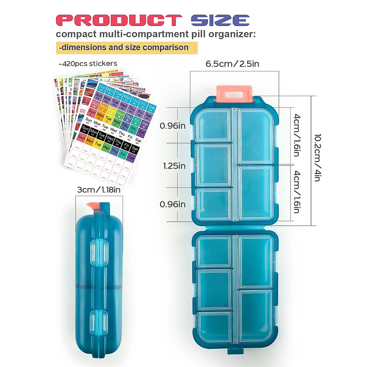 3 Pcs DIY Travel Pill Organizer with Labels Pocket Pharmacy, 3 Pill Box & 420 Medicine Labels, Portable Travel Essentials Mini Pill Container 7 Day Pill Case Storage Vitamin Fish Oil (Set B)