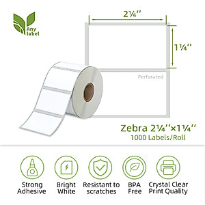 Anylabel 2.25" x 1.25" Direct Thermal Labels, White Thermal Printer Labels for Barcode, Thermal Stickers Compatible with Zebra, Rollo, Munbyn Thermal Labels Printers (12 Rolls, 1000 Labels/Roll)