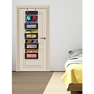 JARLINK 2 Pack Over The Door Hanging Organizer with 4 Large Pockets, Back of Door Storage for Baby Nursery Bathroom Bedroom Kitchen Dorm Closet Pantry Camper RV (Black)