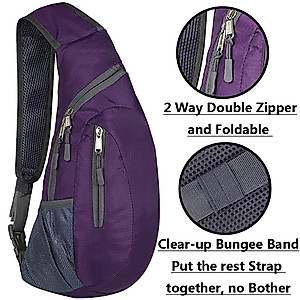 WTSHOPME Sling Bag Crossbody Shoulder Backpack Chest Daypack Small Foldable Rope Triangle Rucksack for Hiking Travel Cycling (Orange)