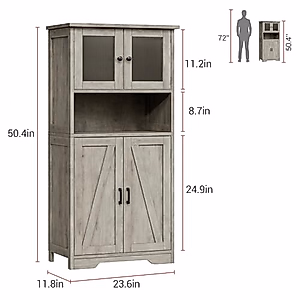 IDEALHOUSE Bathroom Storage Cabinet, Freestanding Floor Linen Storage Cabinet with Doors and Shelves, Wooden Kitchen Pantry Storage Cabinet, Standing Cupboard, Storage Cabinet for Living Room, Greige