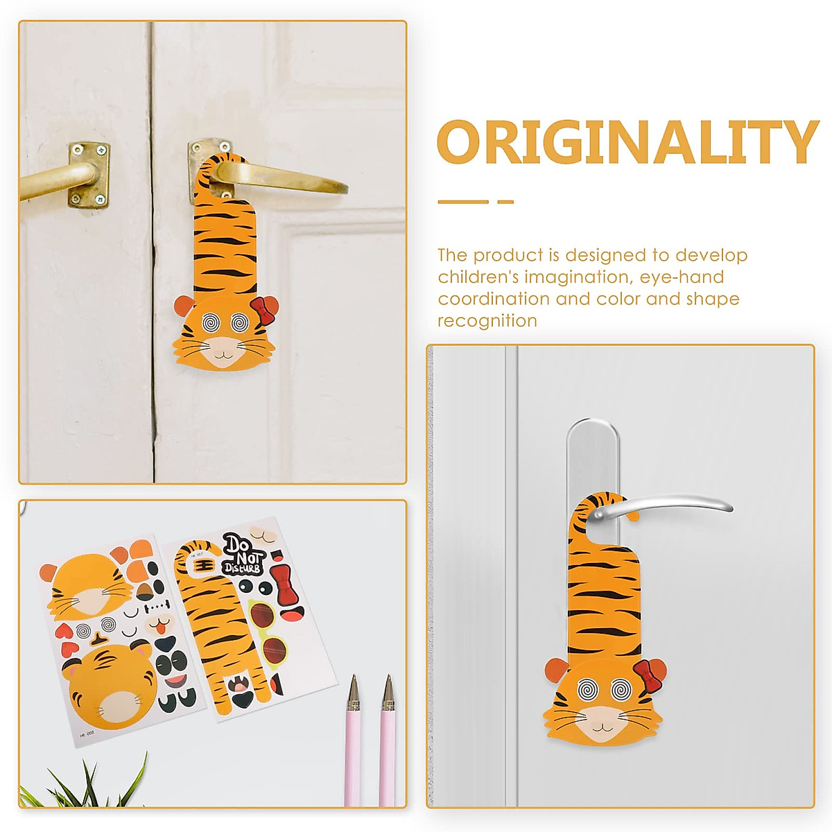 jojofuny Jungle Animals Cartoon Do Not Disturb Door Knob 2 Pcs Animal Shaped Paper Hanger Signs DIY Door Knob Pendants for Children Bedroom Kids Hangers