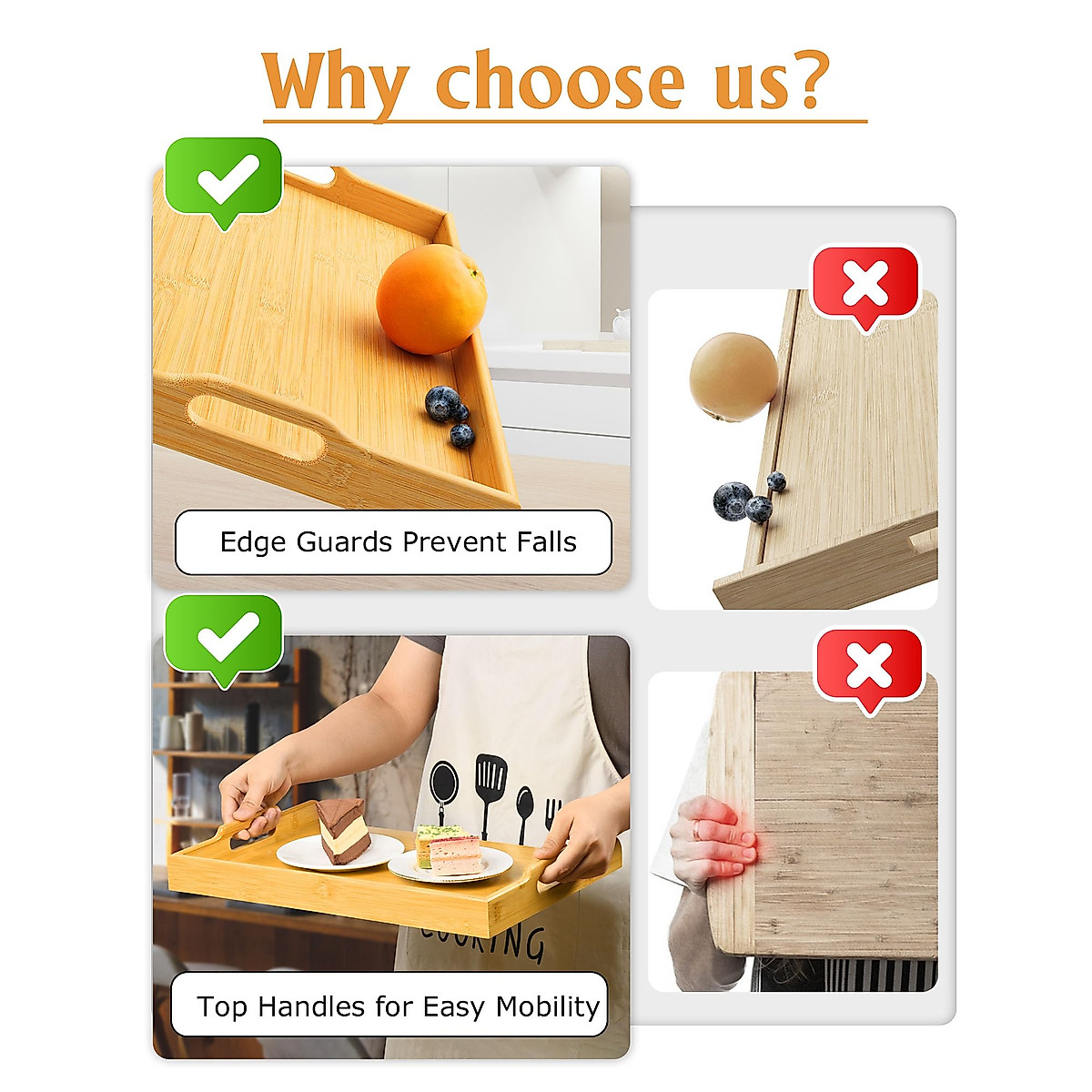 Bulado Bamboo Cutting Board, Compatible with Ninja Foodi SP101 SP201 SP301 Air Fryer, Heat Resistant Silicone Feet, for Countertop Convection Toaster Oven, Creates Storage Space, Protects Cabinets