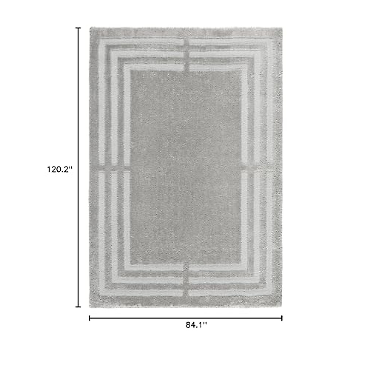 TOWN & COUNTRY EVERYDAY Cloud Shag Plush Border Area Rug with High-Low Pile, Grey, 7'10"x10'2"