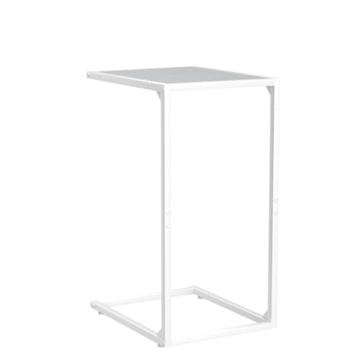 C Shaped End Table Set of 2, Snack Side Table, C Tables for Couch, Couch Tables That Slide Under, for Living Room, Bedroom, White