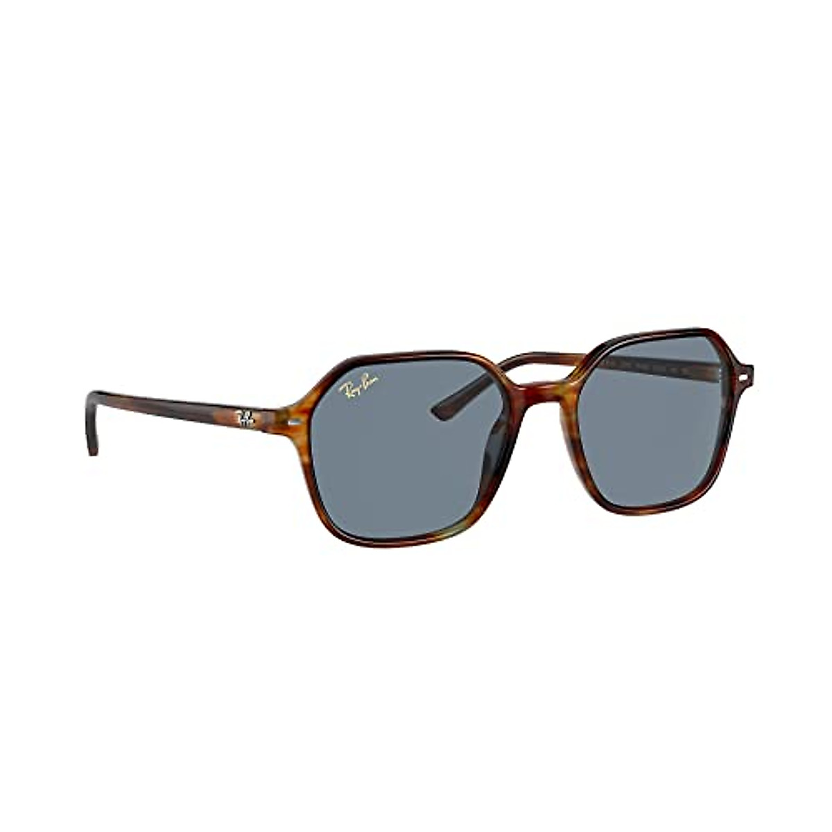 Ray-Ban RB2194 John Square Sunglasses, Striped Havana/Blue, 53 mm