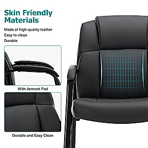 edx Waiting Room Chairs - Reception Chairs Office Guest Chairs Set of 2, Conference Room Chairs Lobby Chairs with Padded Arms, PU Leather Executive Office Desk Chair No Wheels
