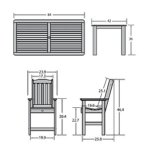 Sequoia Professional CM-ST7SQ48LC-NBE Springville 7pc 42x84 Counter Height Dining Set, Nantucket Blue