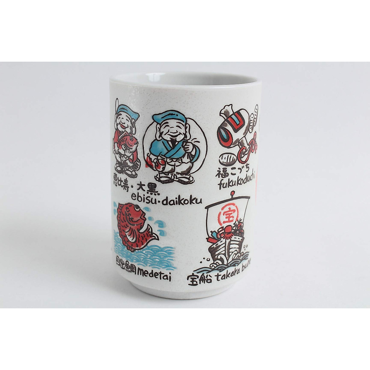 Mino ware Japanese Ceramics Sushi Yunomi Chawan Tea Cup Lots of Luck Daruma Manekineko made in Japan (Japan Import) YAY033