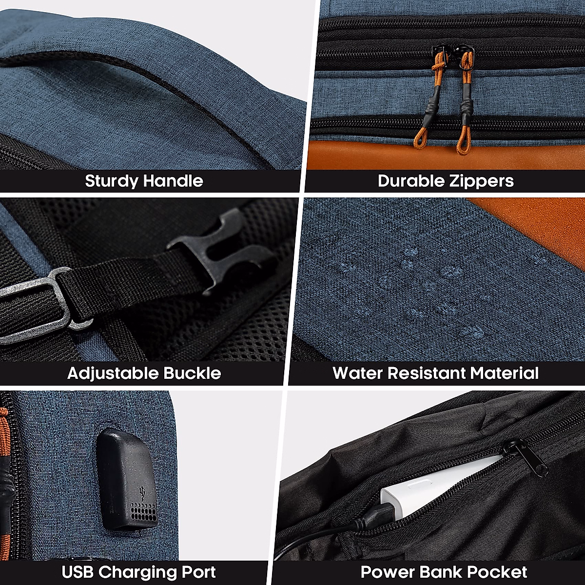 POWAITER Large Travel Backpack for Women Men Fits 17 Inch Laptop, Airline Approved Carry On Backpack with 4 Packing Cubes-Navy