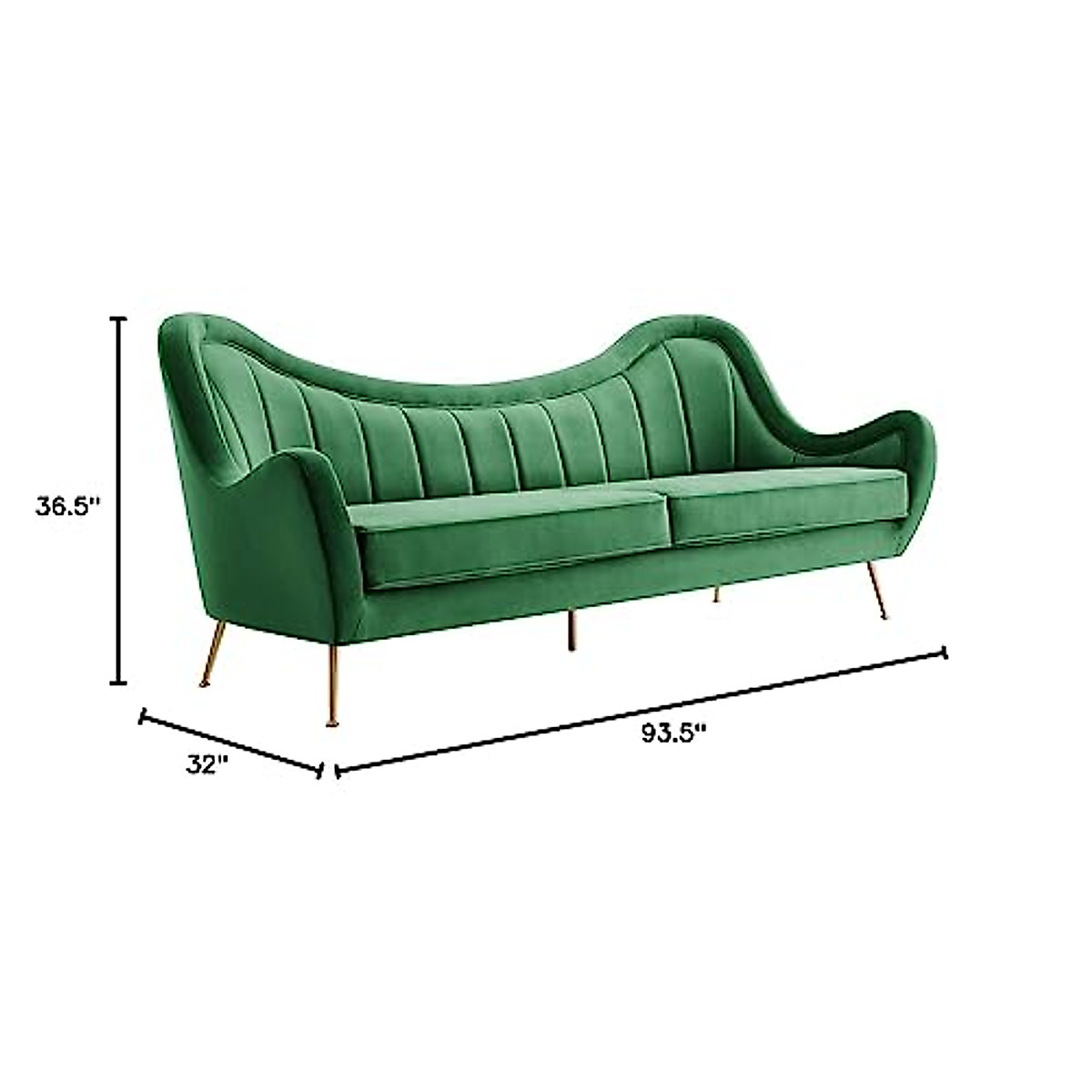 Modway EEI-5874-EME Cheshire Channel Tufted Performance Velvet Sofa, Emerald