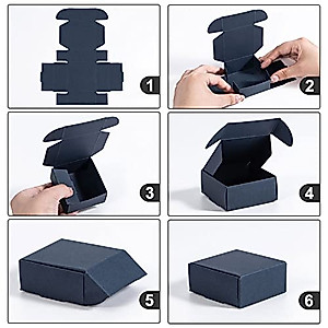 Navy Blue Gift Boxes ,NIGNYA 100 pcs Small Business Gift Box Kraft Paper Gift Boxes 2.16x2.16x0.98 inch, Mini Square Gift Wrapping Favor Box with Lids Small Boxes for Presents Bridal Wedding Party Jewelry box