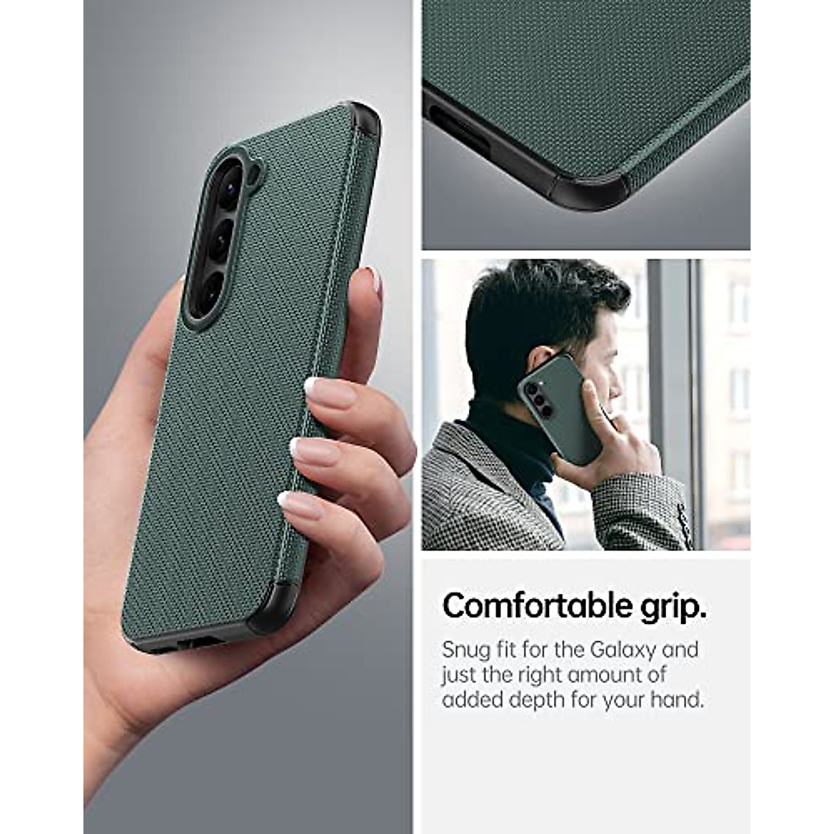 EJGNA Military-Grade Hybrid Case for Galaxy S23, Shockproof Anti-Scratch Bumper Cover, 6.1'' - Green