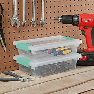 IFFANY Small Clip Box Clear Storage Tote Container with Latching Lid, 6 Pack