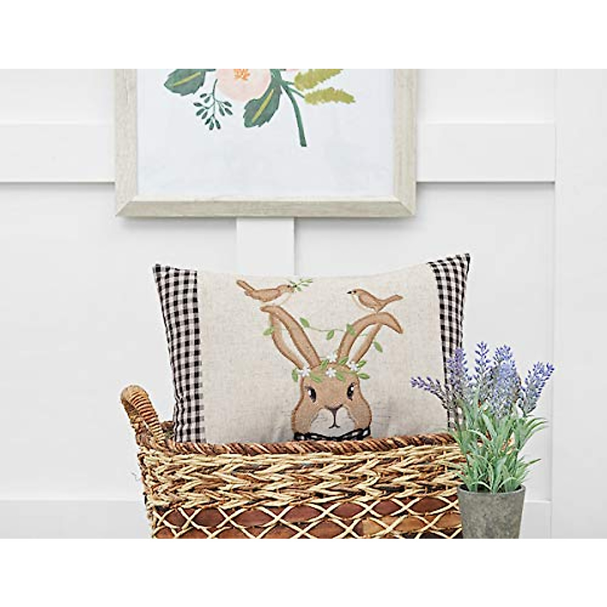 C&F Home Bunny Birds Lumber Pillow Tan 13" X 18" Spring Soft Woven Pillow with Filling for Couch Sofa Bed Chair Cotton 13 x 18 Tan