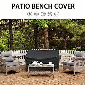 Kingling Outdoor Bench Covers, Patio Loveseat Cover Waterproof Bench Covers for Outdoor Furniture 2-seat Sofa Couch Cover, 52" W x 25" D x 35" H Black