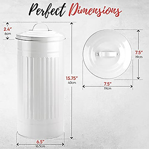Autumn Alley White Toilet Paper Reserve Holder Canister with Lid – Vertical Rustproof Free-Standing Farmhouse Metal Toilet Tissue Caddy for 3 Mega Rolls, Rustic Behind/Beside Toilet Storage Stand