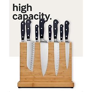 LARHN Magnetic Knife Block - Powerful Double-Sided Wooden Magnetic Knife Holder for up to 9″ Knives - Supplied as Empty Knife Block Without Knives