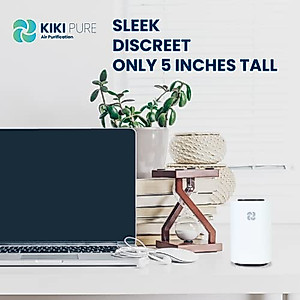 KIKI PURE PRO AIR PURIFIER & IONIZER USB-C & BATTERY POWERED (up to 4 hrs use) Portable, 5.1 inches tall, less than 1 lbs. NO REPLACEMENT FILTERS REQUIRED cup holder attachment accessory included.