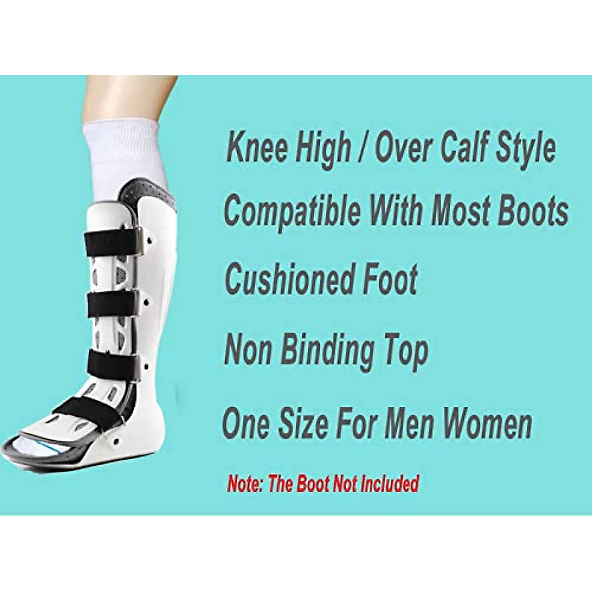 VEIGIKE Socks Liner for Orthopedic Walking Boots Walker Brace Shoe,Medical Tube Socks Under Air Cam Walkers and Fracture Boot Cast Surgical leg Cover White 2 Pairs