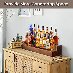 B4Life Liquor Bar Bottle Display Shelf, 2 Tier Real Wood Bar Shelves for Liquor Bottles, Bar Shelf for Liquor, Liquor Shelf for Home Bar Liquor Shelves Bottle Display (2 Pack)