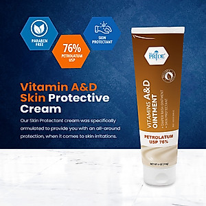 Medpride Vitamin A & D Diaper Rash Ointment| Protectant Cream For Sensitive Baby Skin| 4oz Tube| Lanolin & Petrolatum Formula| Also Suitable for Adult Men/Women- Cuts, Dry-Cracked Hands/Feet/Face Skin