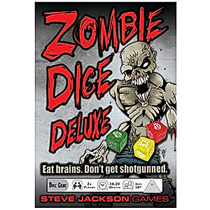 Zombie Dice Deluxe Dice Game, Adults and Family, Fast Pace Dice Game, Zombie Apocalypse Theme, Ages 10+, For 2+Players, Average Play Time 10-20 Minutes, From Steve Jackson Games,Red