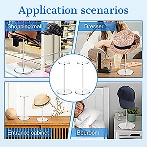 2 Pack 12 Inch Clear Acrylic Hat Stands for Display, Hat Display Rack Holder with Round Base