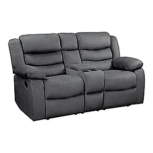 Lexicon Farren Fabric Manual Double Reclining Loveseat, Gray