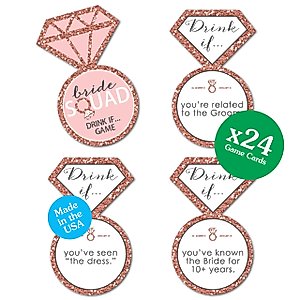 Big Dot of Happiness - Drink If Game - Bride Squad - Rose Gold Bridal Shower or Bachelorette Party Game - 24 Count