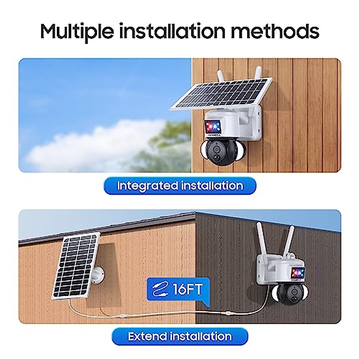 INQMEGA Solar Camera Security Outdoor,3MP HD 2.4G WiFi 15000mAh Solar Powered Cameras for Home,Color Night Vision PIR Motion Sensor Light with Siren,Remote Control