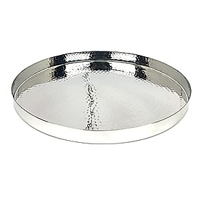 Silver Handmade Hammered Serving Trays Charge Plate Set 14.5 & 12.5 Inch