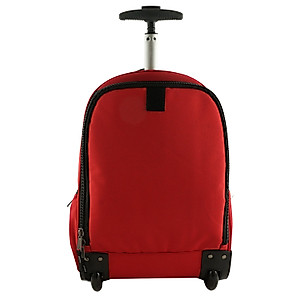 K-Cliffs Heavy Duty Rolling Backpack School Backpacks with Wheels Deluxe Trolley Book Bag Wheeled Daypack Workbag Multiple Pockets Bookbag with Safety Reflective Stripe Red