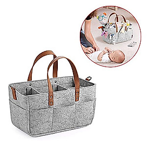 Baby Diaper Caddy Organizer - Baby Shower Basket Portable Nursery Storage Bin Car Storage Basket for Toys (Light gray)