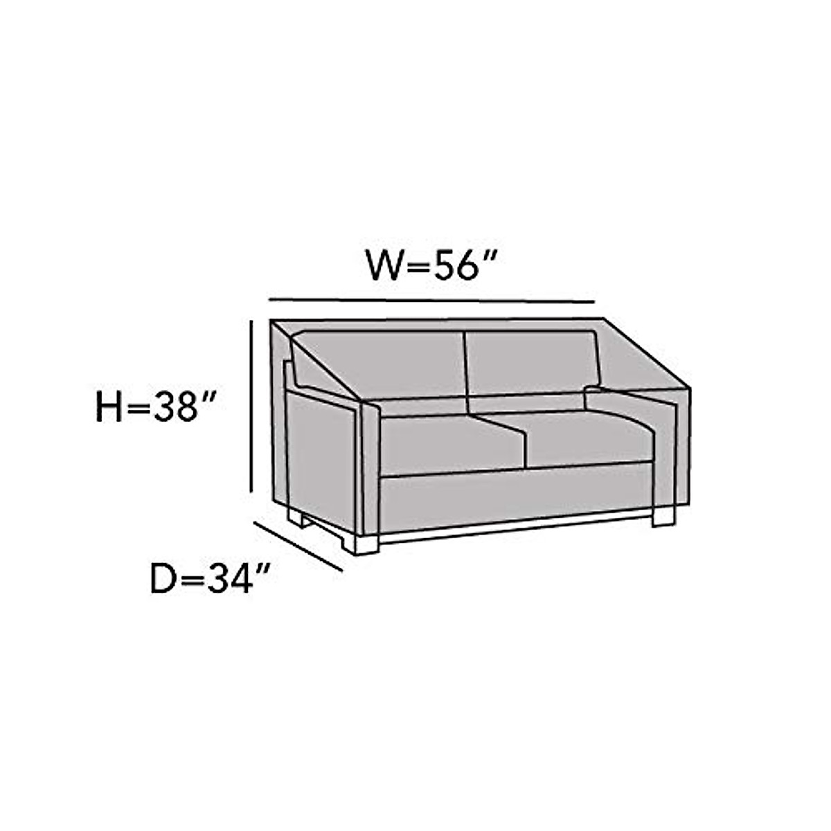 Covermates Outdoor Sofa Loveseat Cover - Water Resistant Polyester, Drawcord Hem, Mesh Vents, Seating and Chair Covers, 56W x 34D x 38H, Khaki