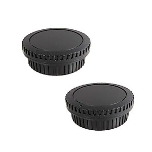 Camera Body Cover & Rear Lens Cap Compatible with Canon Rebel T8 T8i T7 SL3 SL2 SL1 90D 80D 7D 4000D 3000D 2000D w/EF EF-S Lens, 2 Packs