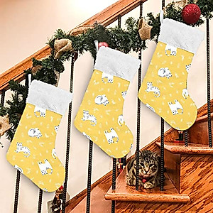 Kigai Christmas Stockings Cute Cats and Florals Large Candy Stockings Stuffers Kids Cute Xmas Sock Decorations 2PCS for Home Holiday Party 12" x18"