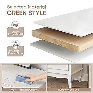 RoyalCraft White 7 Drawer Dresser for Bedroom, Modern Chest of Drawers with Solid Wood Legs and Painted Finish, Wooden Storage Closet Cabinet Organizer for Living Room, Hallway