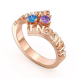 Zeekisfia Custom 3D Name Ring Creative Personalized Birthstone Ring Promise Ring for Her Women Mother Grandma Wife Jewelry Gifts