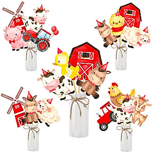 32pcs Farm Animal Centerpiece Sticks Farm Birthday Party Centerpiece Decorations Farm Theme Table Toppers for Barnyard Birthday Barn Party Baby Shower Supplies