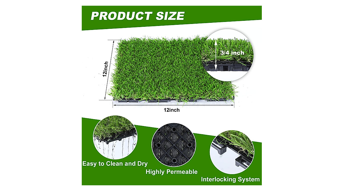 Interlocking Artificial Grass Tiles for Indoor & Outdoor Use