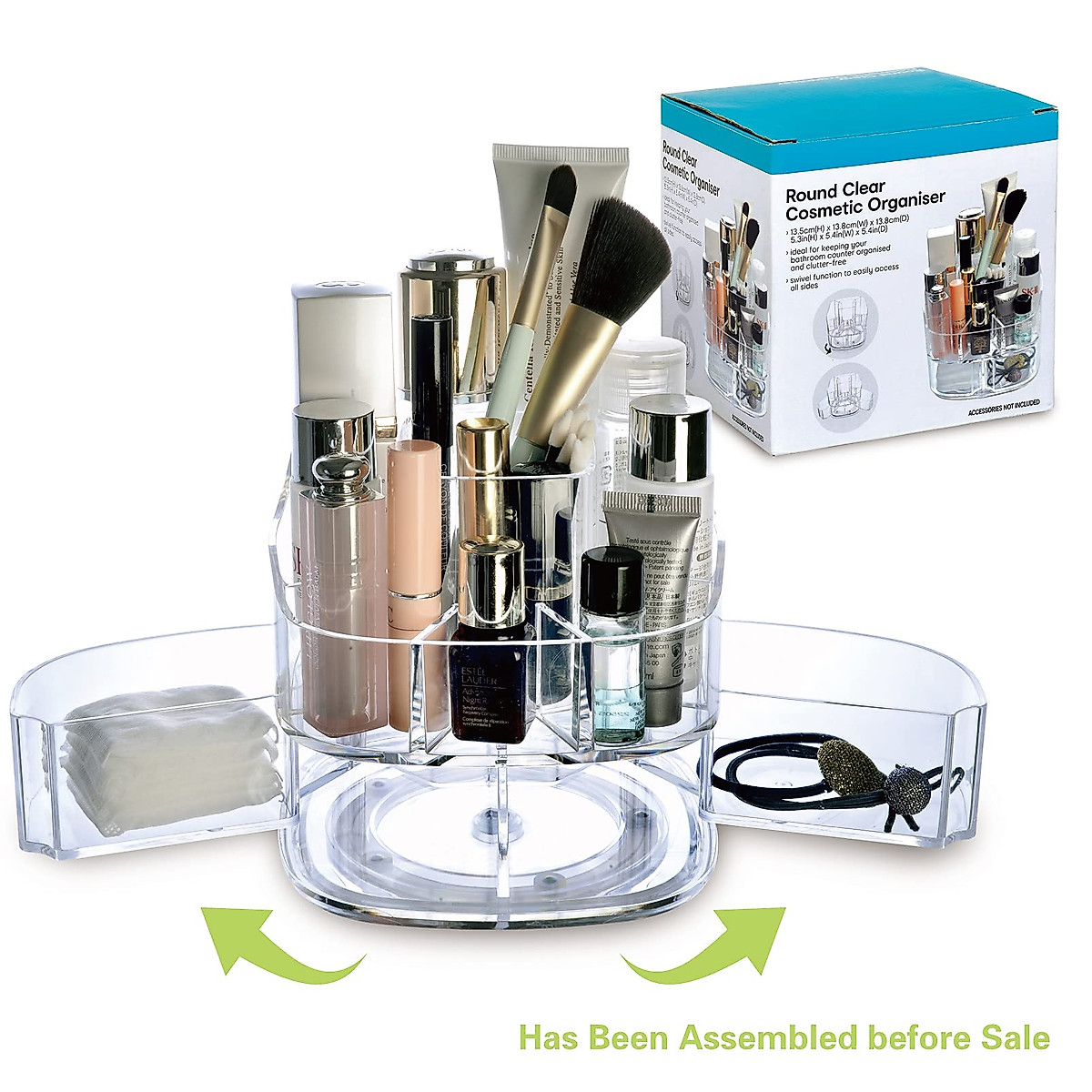 Homhope 360 Rotating Makeup Organizer, Acrylic Cosmetic Storage Display Case,Bathroom Counter Organizer,Skin Care Rack for Vanity,Clear Holder for Makeup Brush,Lipstick