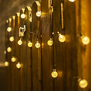 Hawisphy 2 Pack Solar String Lights, Outdoor String Lights, Waterproof, Outdoor Lights, Solar Powered, 8 Lighting Models for Garden, Yard, Party, Home, Tree Decorations, 20 ft