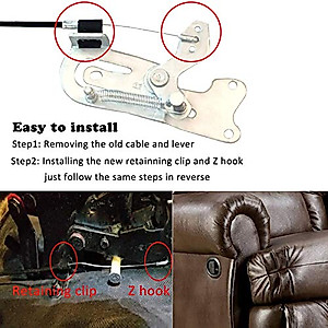 ICYANG Universal Oval Black Plastic Sofa Chair Recliner Release Pull Handle, Exposed Cable Length 4.75", Total Length is Medium at 31", fits Ashley and Major Recliner Brands Sofa