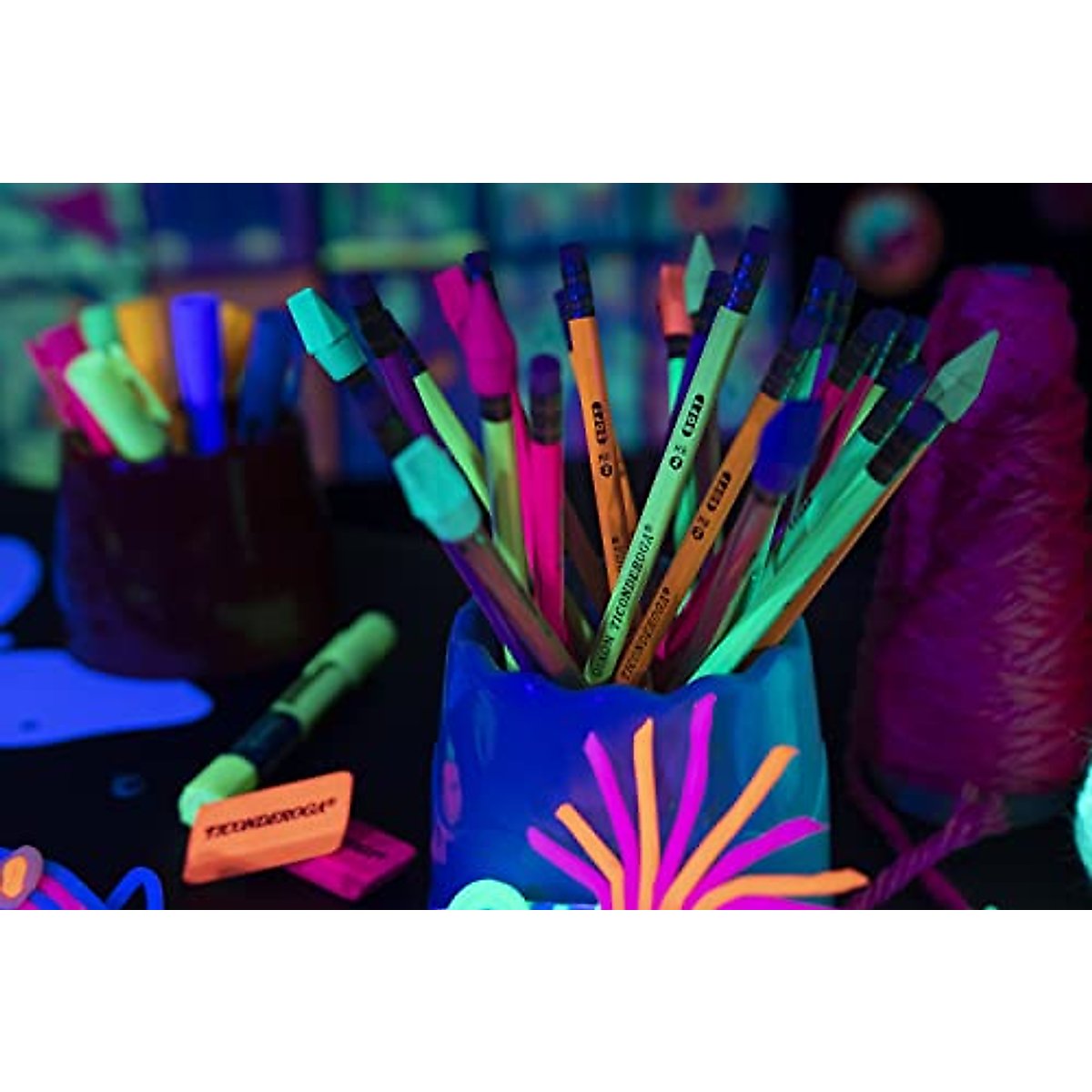 Ticonderoga Wood-Cased Pencils, #2 HB Soft, Pre-Sharpened, Neon, 10 Count (X13810)