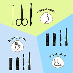 Fathers Day Manicure Set Nail Clippers Nail Tools Pedicure Supplies Nail Clippers for Women Men Manicure Kit Fingernail Toenail Clippers 8 in 1 Manicure Tools Black with Leather Travel Case