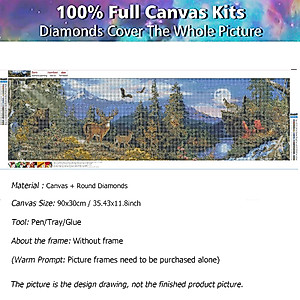 YALKIN 5D Diamond Painting Kits for Adults (35.4x11.8inch) DIY Large Forest Full Round Drill Cross Stitch Embroidery Pictures Arts Paint by Number Kits Diamond Painting Kits for Home Wall Decor
