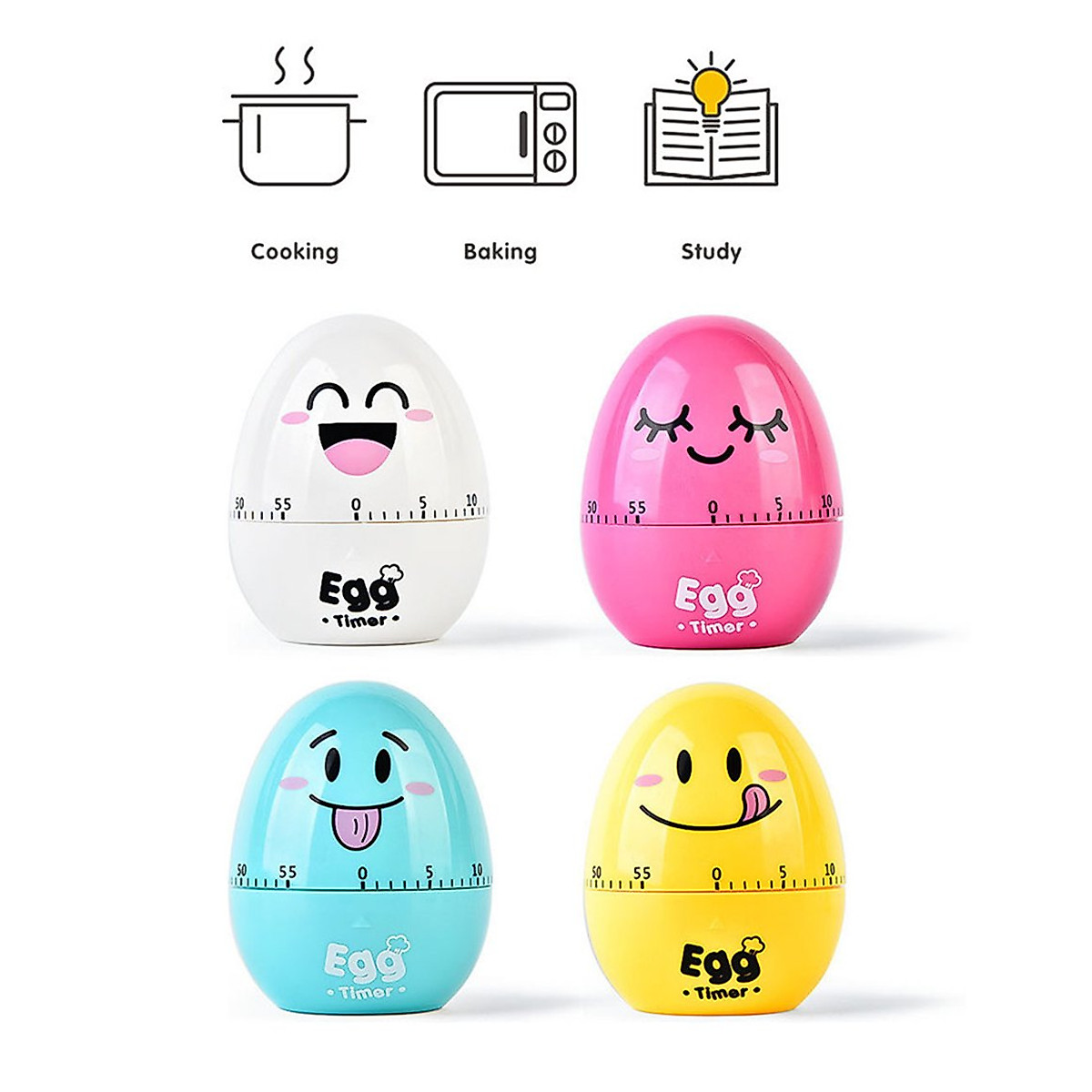 60 Minutes White Funny Mechanical Home Kitchen Egg Timer For Cooking,Kids